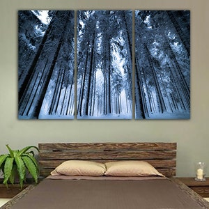 Tree in Snow Wall Art Canvas Forest Decor Trees Poster Frozen Landscape ...