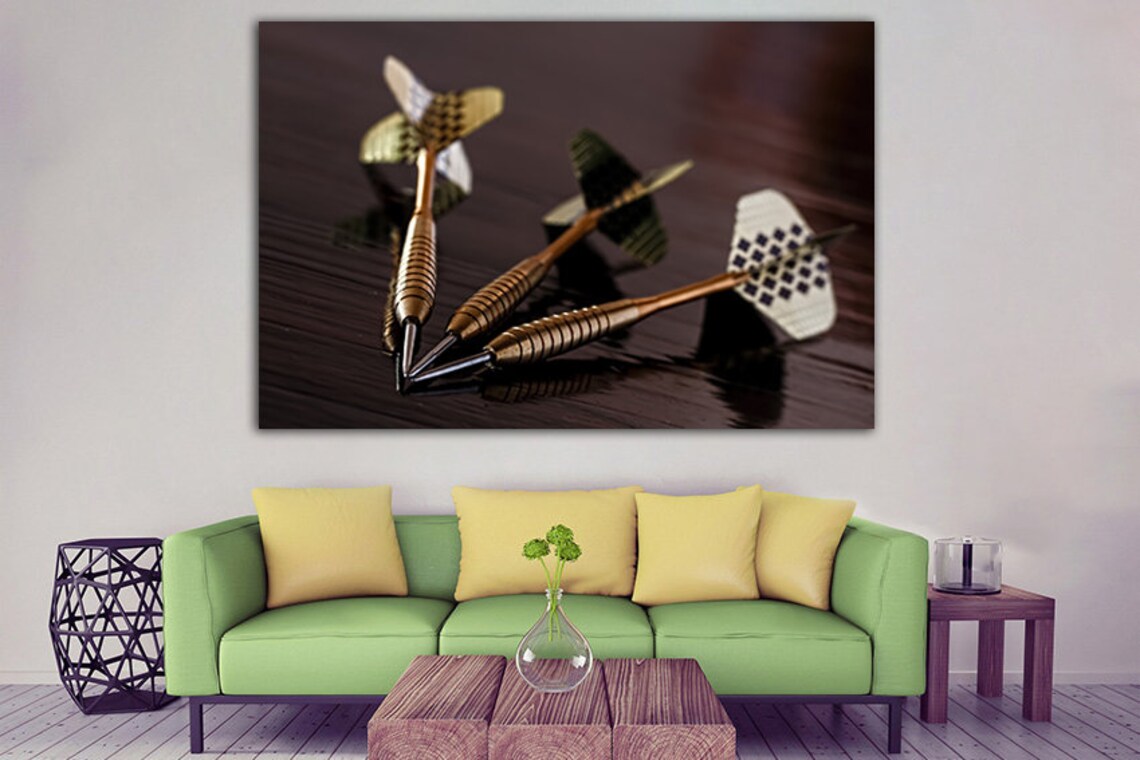 Darts Canvas Game Wall Decor Target Wall Art Dart Print Game Room Art ...