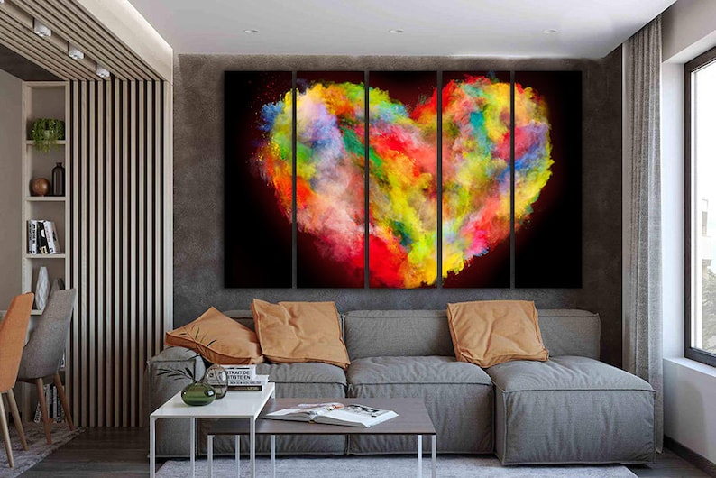 Heart Canvas Paint Explosion Art Abstraction Wall Art Abstract Painting ...