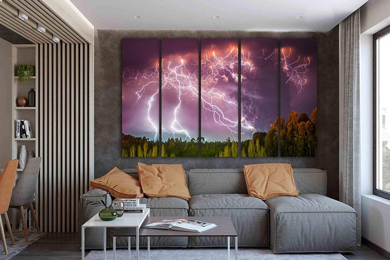 Eruption Wall Art Lightning Bolt Volcano Canvas Forest Wall Decor ...