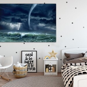 Storm Canvas Ocean Print Lightning Bolts Thunderstorm Nature Art ...