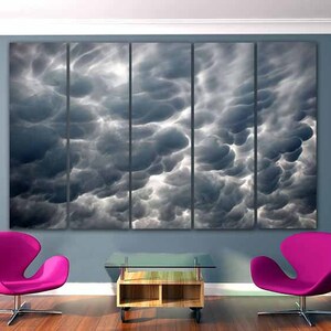 Storm Canvas Cloud Wall Art Landscape Art Grey Sky Décor Abstraction ...