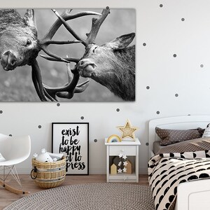 Stag Canvas Large Wall Art Deer Decor Animal Wall Art Deer Fight ...