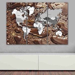 Rain World Map Canvas Travel Decor World Map Canvas Drops World Map ...