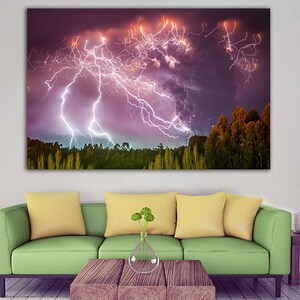Eruption Wall Art Lightning Bolt Volcano Canvas Forest Wall Decor ...