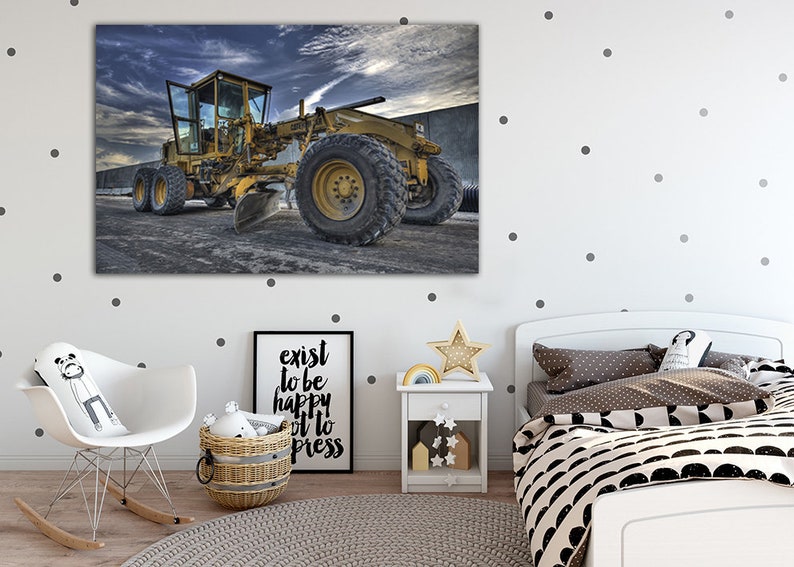 Road Grader Canvas Heavy Equipment Art Construction Prints Boys Room ...