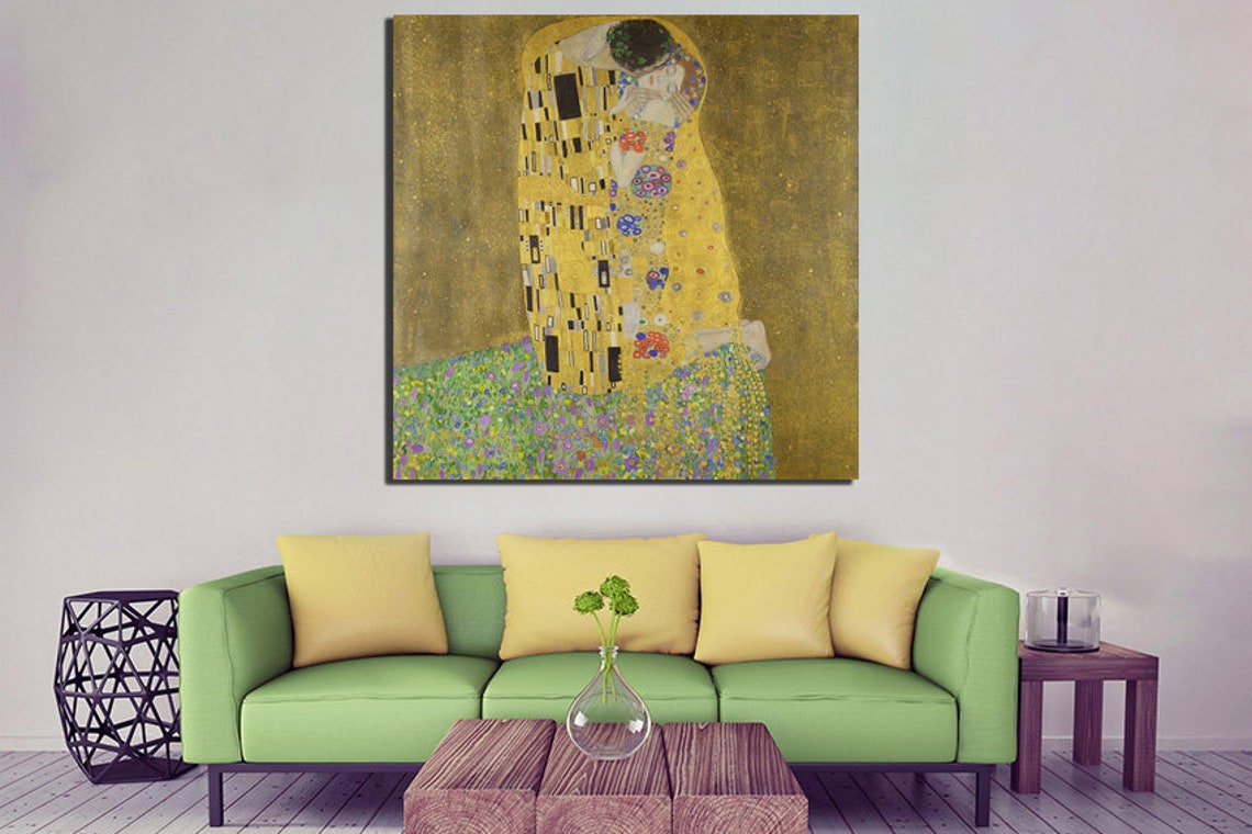 The Kiss Gustav Klimt Art Reproduction Art Kiss Canvas Portrait Woman ...