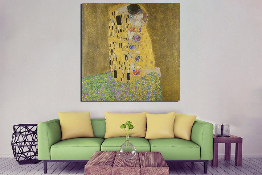 The Kiss Gustav Klimt Art Reproduction Art Kiss Canvas Portrait Woman ...