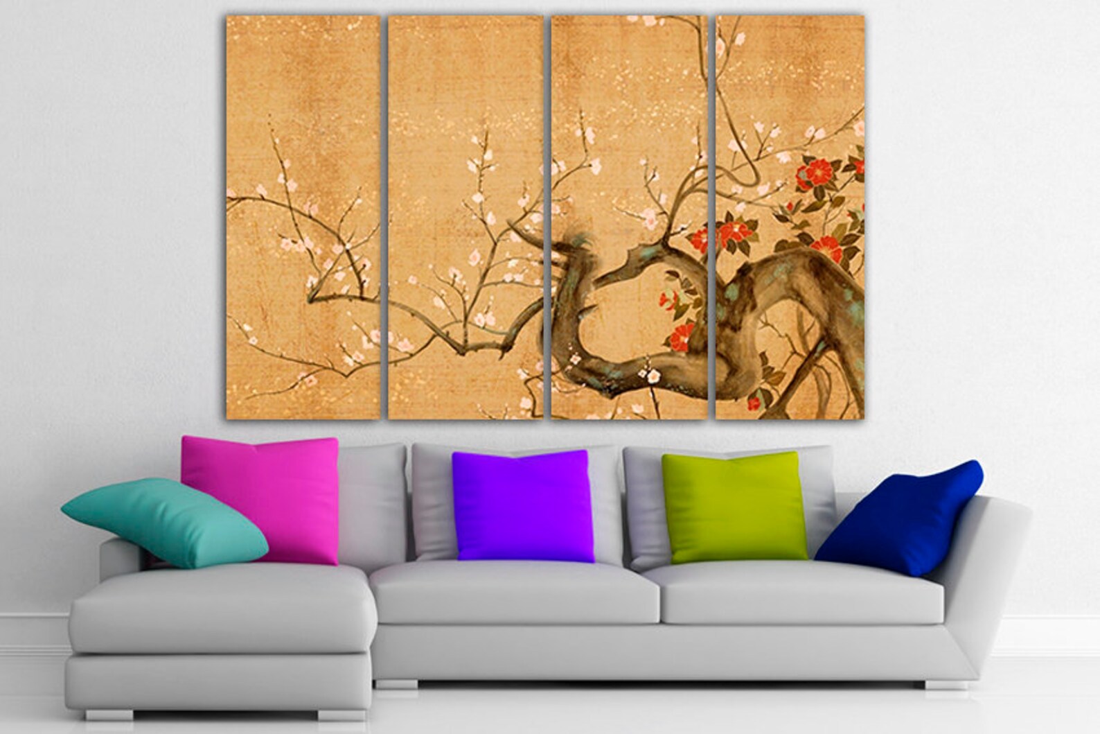 Japan canvas Modern decor Flower wall art Sakura décor | Etsy