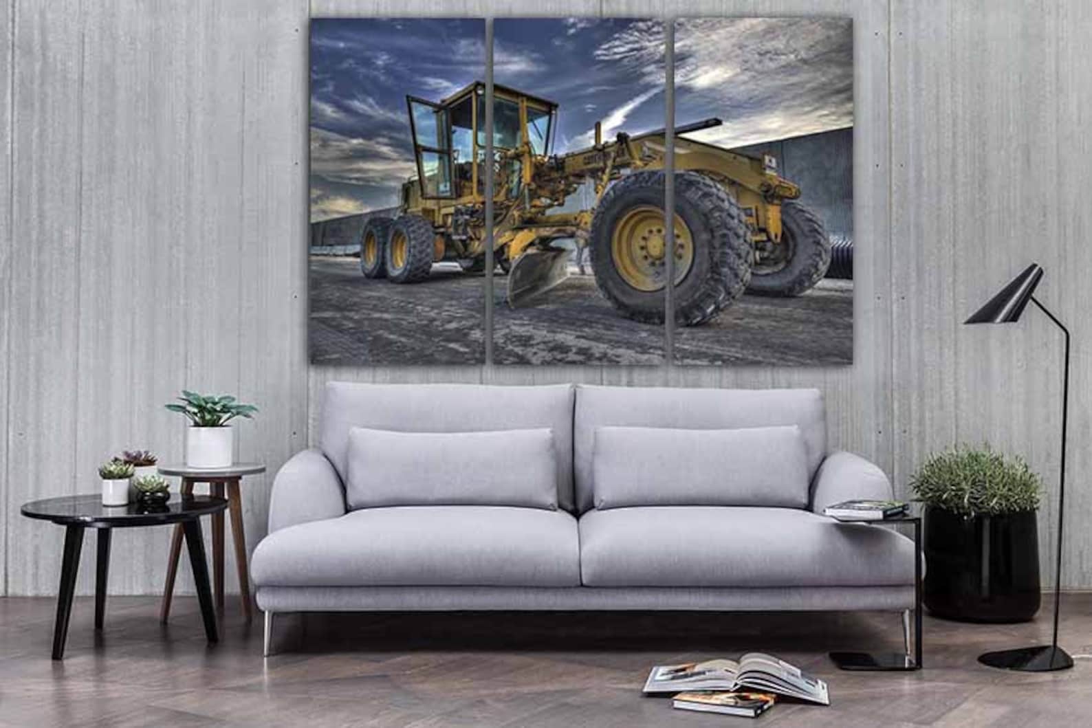 Road Grader Canvas Heavy Equipment Art Construction Prints Boys Room ...
