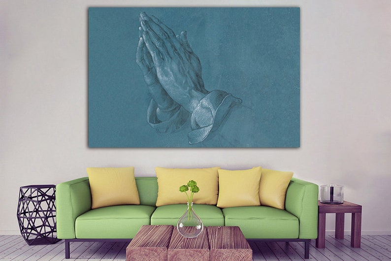 Praying Hands Art Print on Canvas Religious Gift Hand Drawing | Etsy