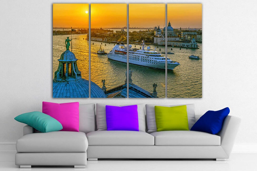 Venice Canvas Italy Wall Art Venice Canal Cityscape Decor Sunrises ...