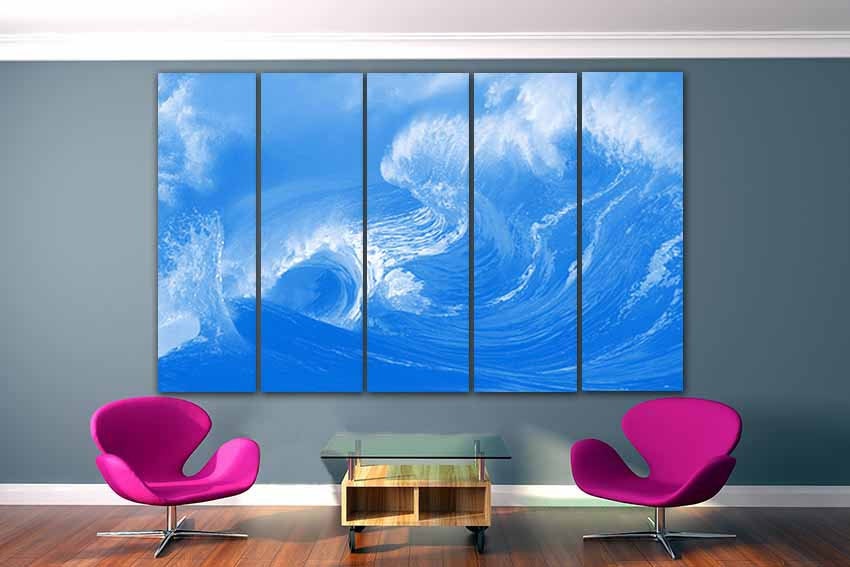 Wave Canvas Ocean Print Water Wall Art Wave Print Nature Wall Art Aqua ...