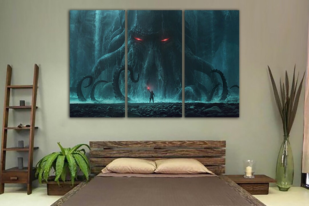 Cthulhu Has Risen Canvas Fantasy Wall Print Lovecraft Art Teen Gift ...
