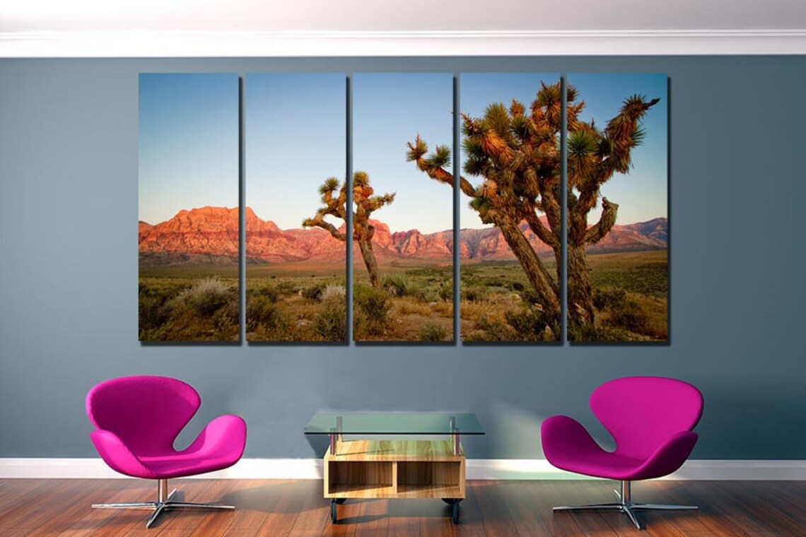 Red Mountain Art Print on Canvas Nature Print Landscape Decor ...