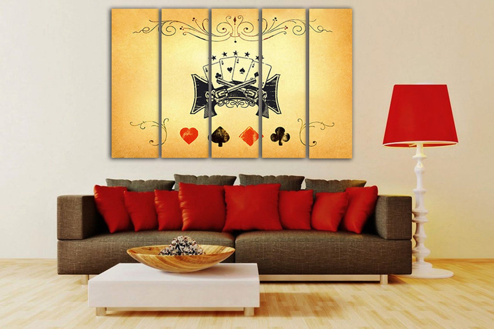 Playing cards Wall art canvas Money wall decor Casino print | Etsy