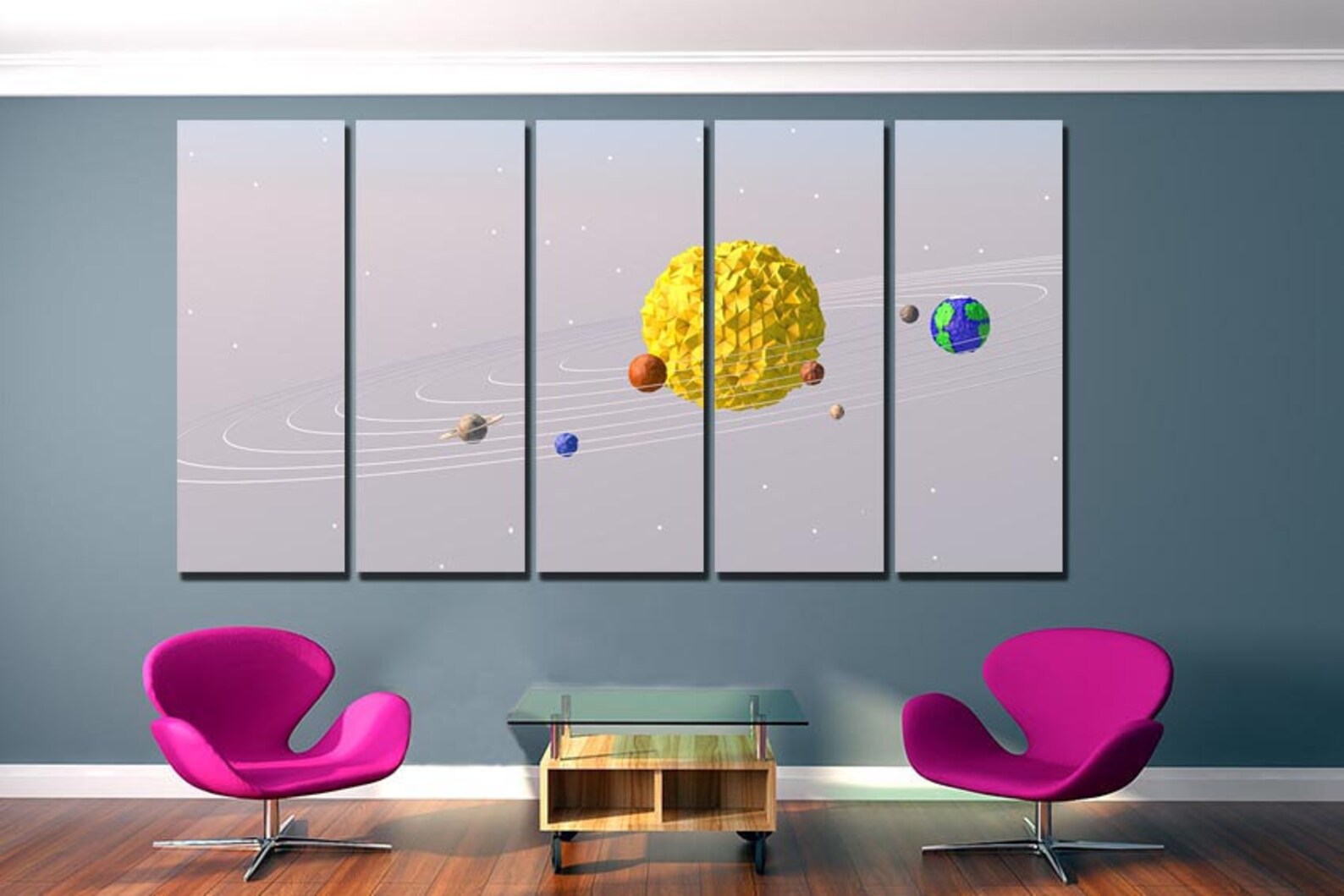 Solar System Art Planet Canvas Space Decor Mercury Art Earth | Etsy