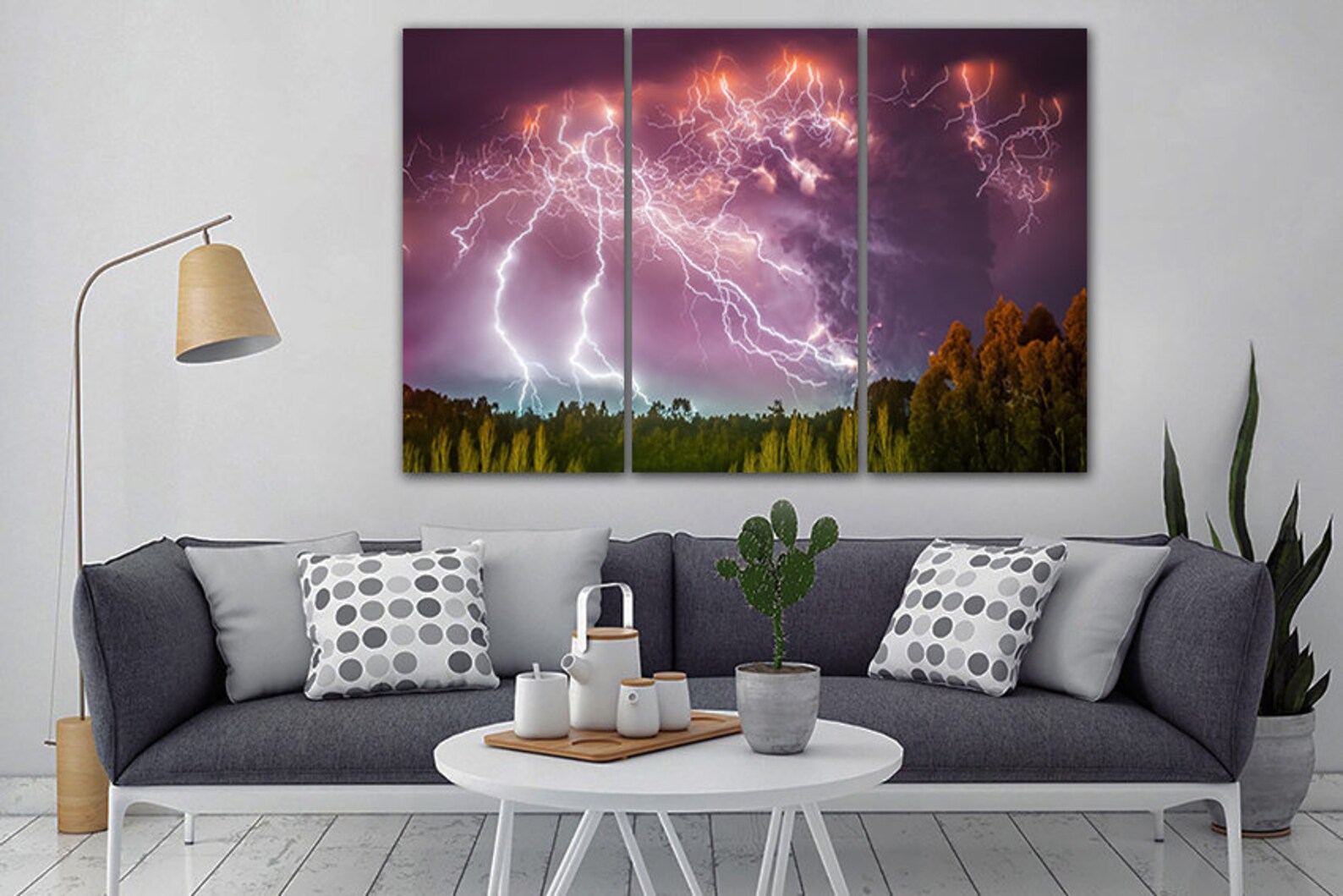 Eruption Wall Art Lightning Bolt Volcano Canvas Forest Wall Decor ...