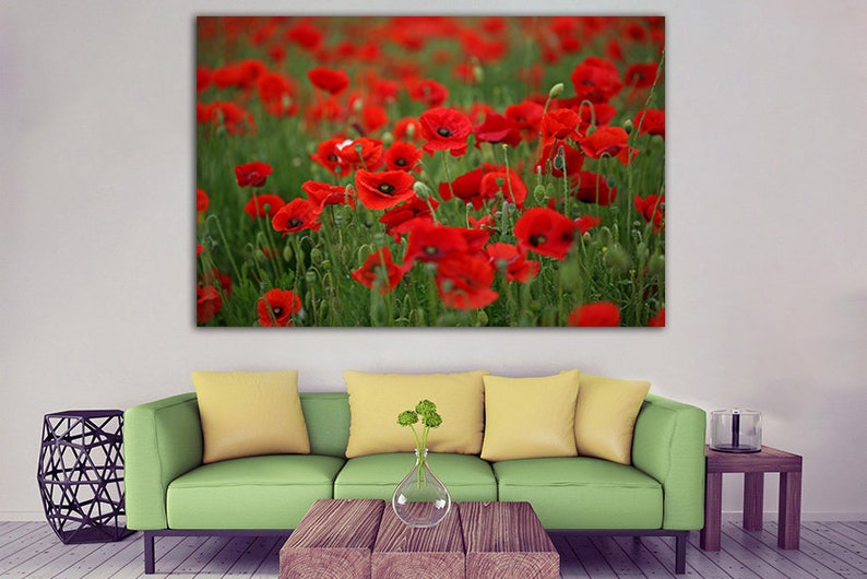 Poppy Canvas Flower Art Print Nature Decor Red Flower Art - Etsy