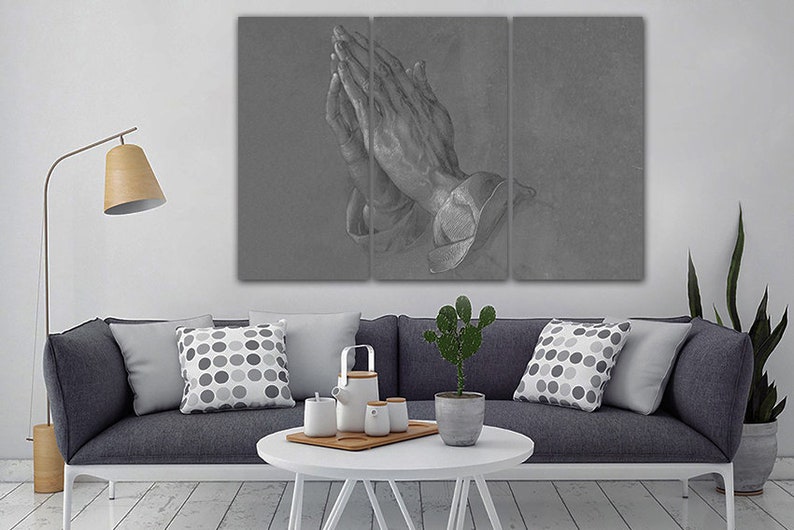 Praying Hands Art Print on Canvas Religious Gift Hand Drawing Religious ...