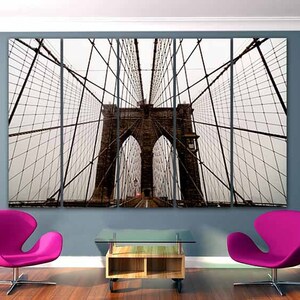 Brooklyn Bridge Canvas New York Wall Art Brooklyn Canvas Art Bridge Black White Travel Wall Art ...