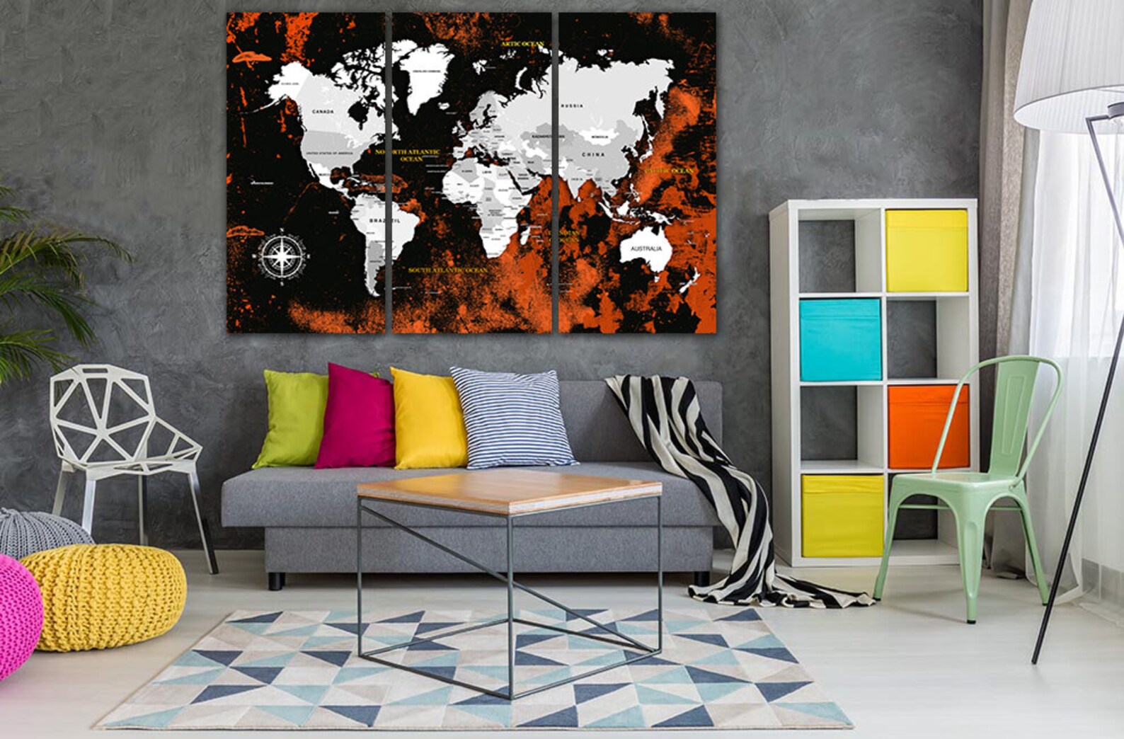 Jeans World Map Red World Map Canvas Watercolor Map Art World - Etsy