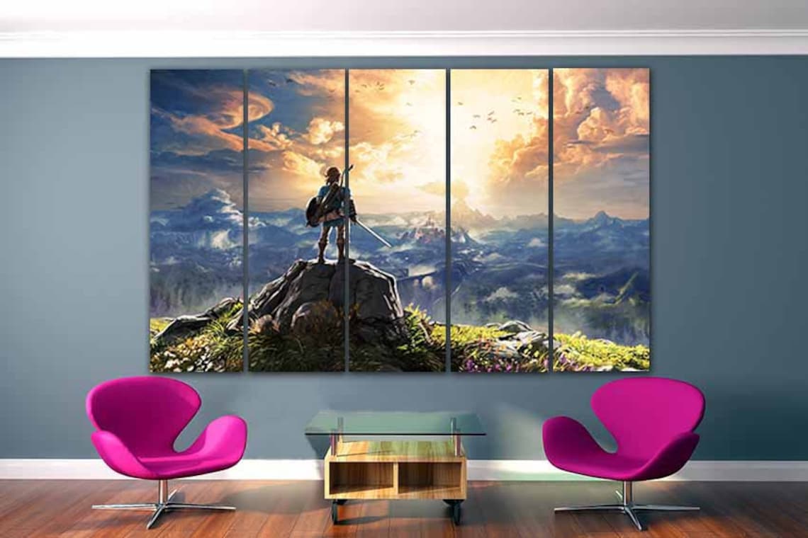 The legend of Zelda Print on canvas Zelda art prints Game room | Etsy