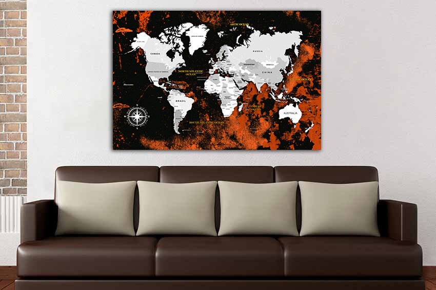 Jeans World Map Red World Map Canvas Watercolor Map Art World Map Art ...