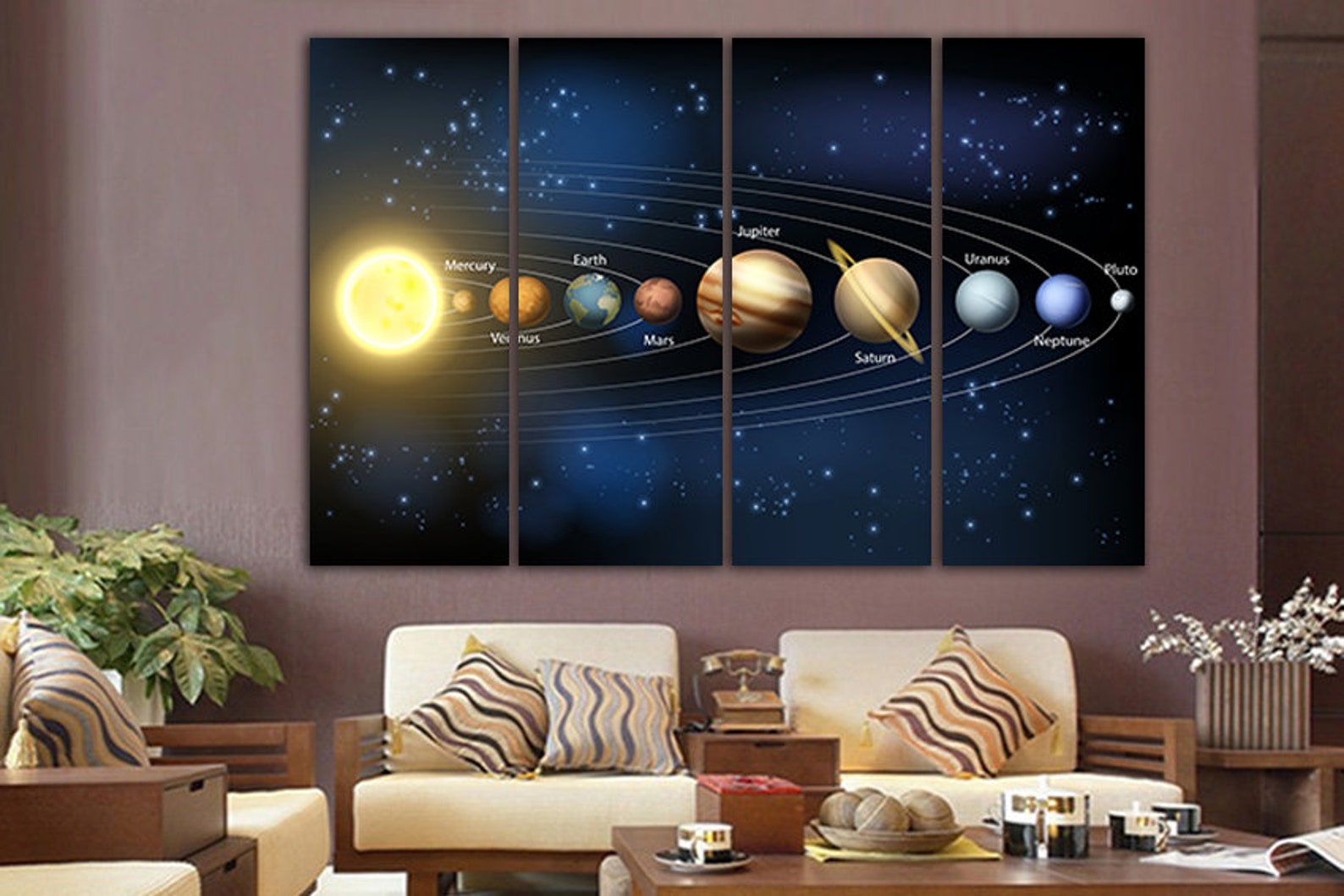 Solar System Art Planet Canvas Space Wall Art Mercury Print - Etsy