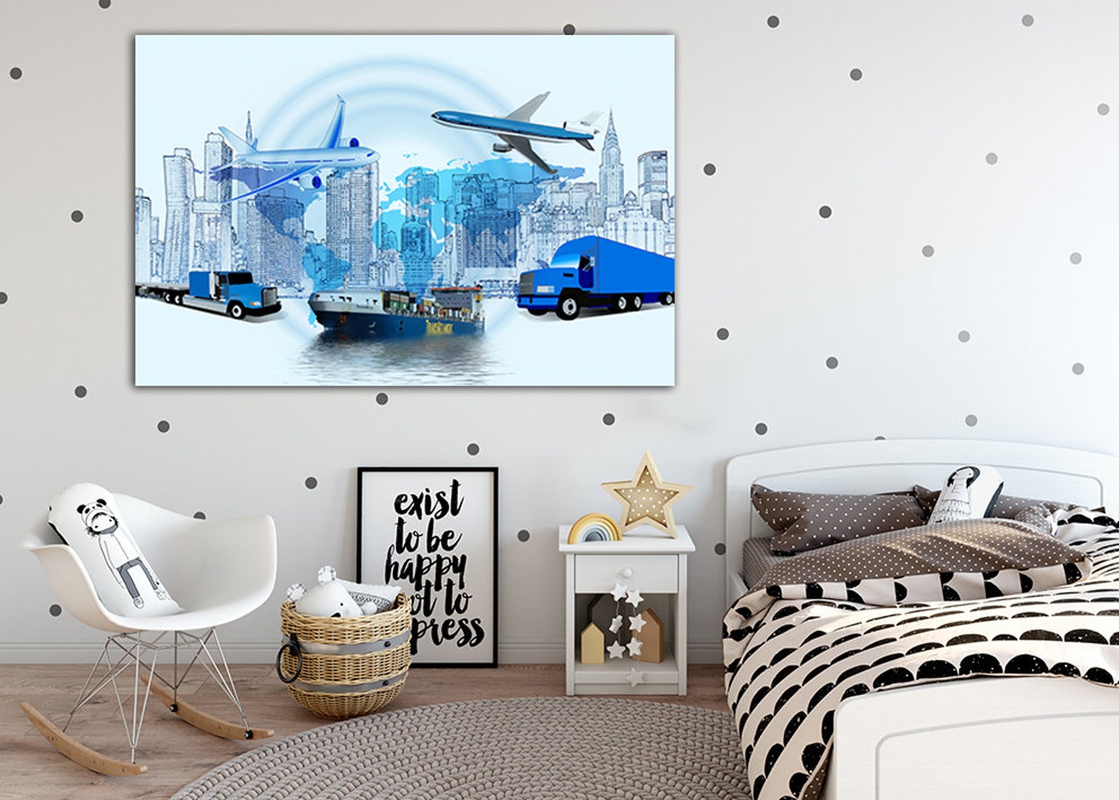 Logistics Canvas Transportation Art Packaging Print Distribution Décor ...