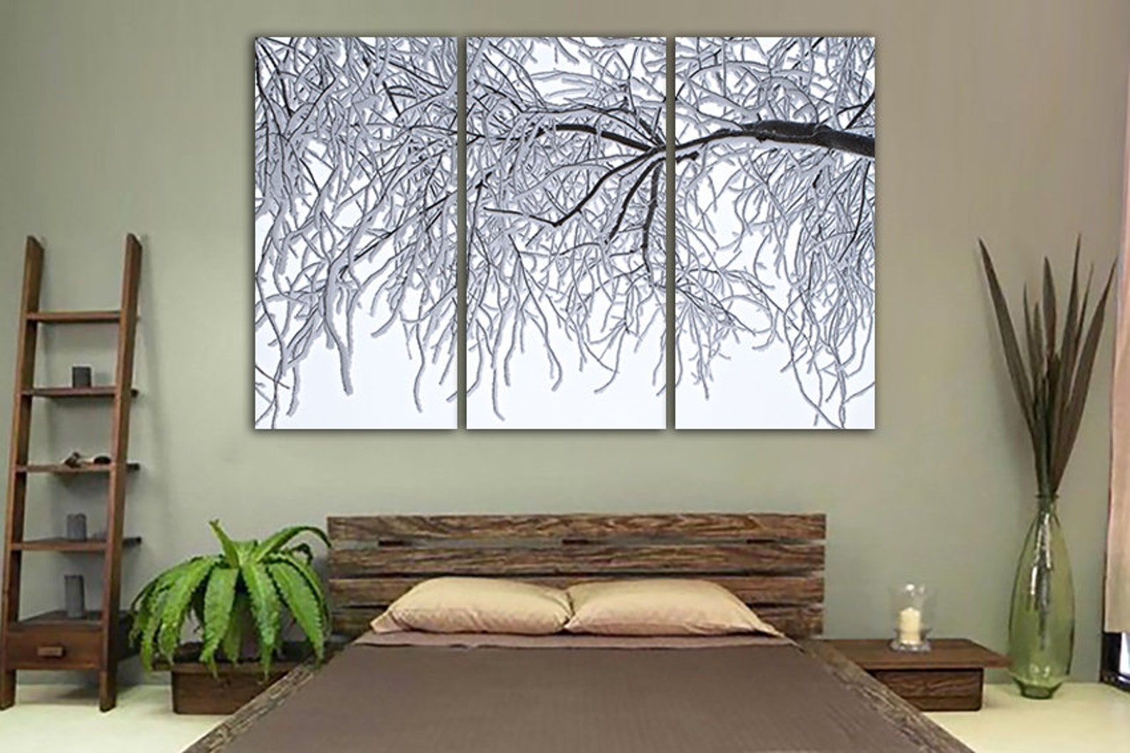 Tree in Snow Wall Art Canvas Forest Decor Trees Poster Frozen Landscape ...