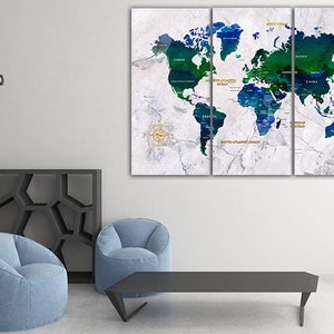 Green World Map Abstract Green Map Canvas Print Art Executive Style Map ...