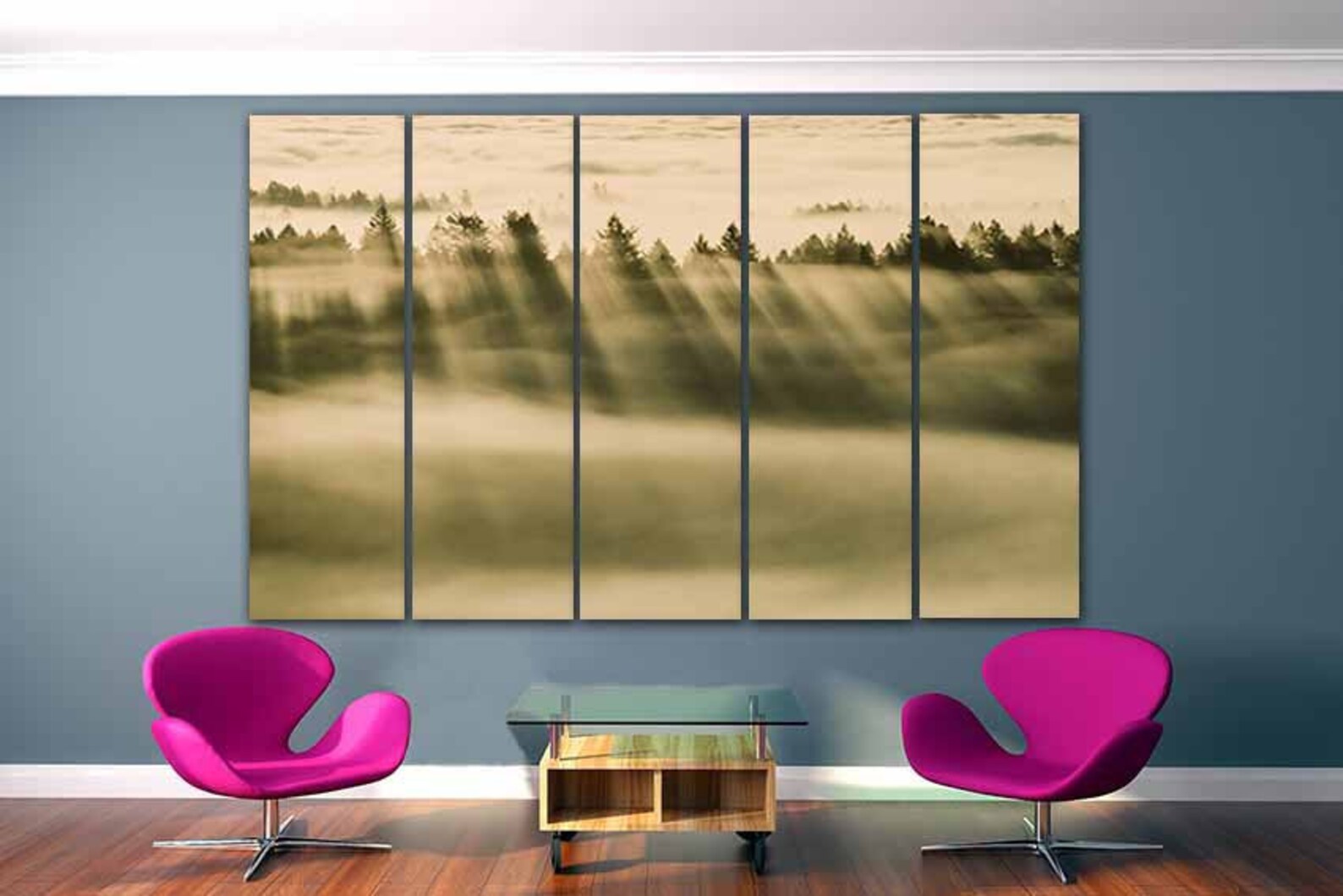 Forest in Fog Print on Canvas Foggy Day Print Forest Art Decor Foggy ...