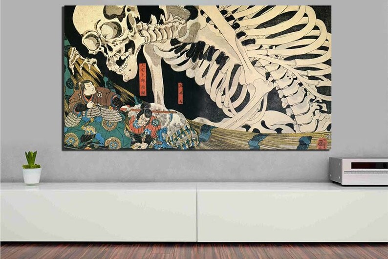 Skeleton Canvas Samurai Wall Art Japanese Art Japanese Style - Etsy