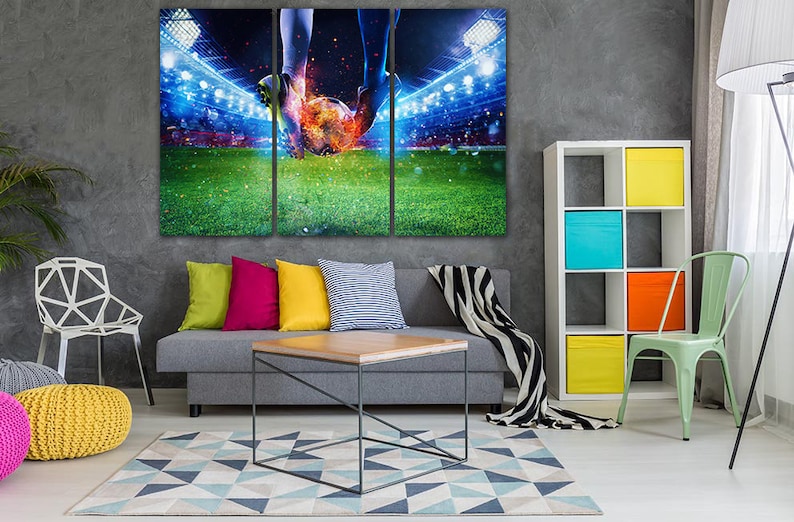 Football Canvas Soccer Ball Art Sport Wall Decor Sports Game - Etsy