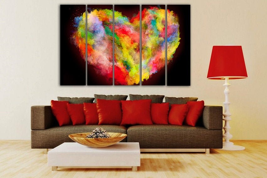 Heart Canvas Paint Explosion Art Abstraction Wall Art Abstract Painting ...