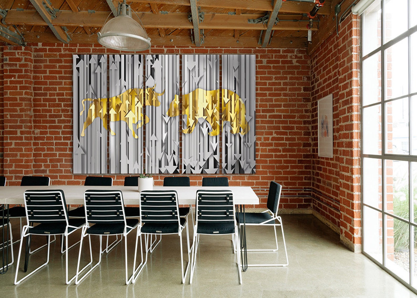 Bull Bear Stock Market Décor Wall Street Canvas Stock Exchange | Etsy