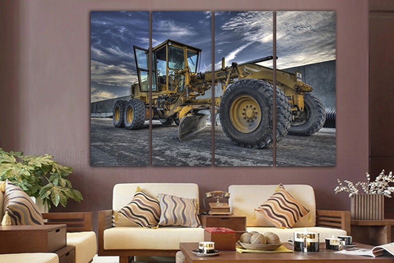 Road Grader Canvas Heavy Equipment Art Construction Prints Boys Room ...