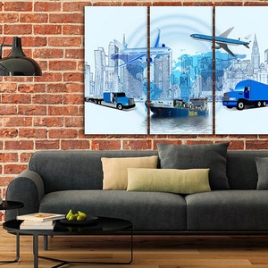 Logistics Canvas Transportation Art Packaging Print Distribution Décor ...