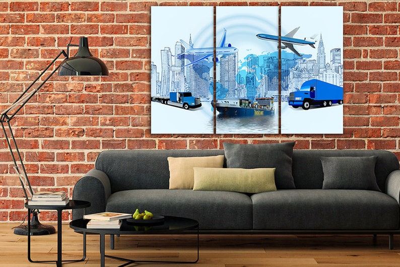 Logistics Canvas Transportation Art Packaging Print Distribution Décor ...