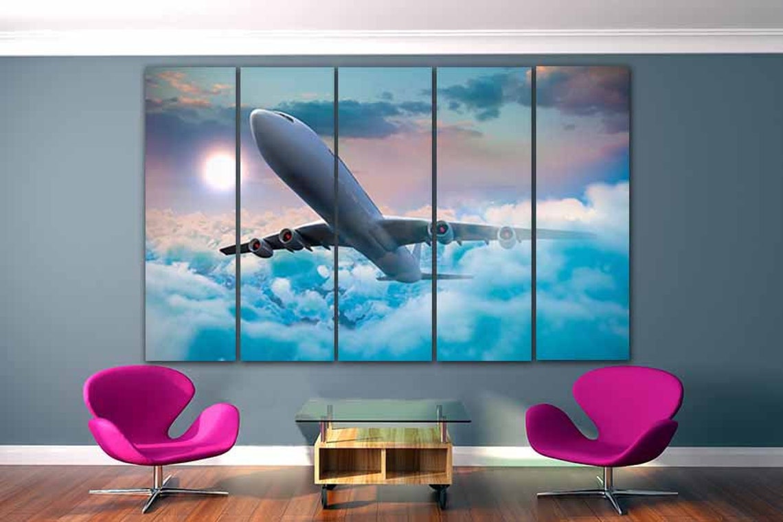Plane Canvas Airliner Wall Art Aircraft Décor Airplane Art - Etsy