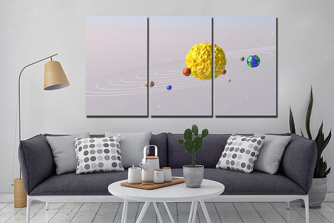 Solar System Art Planet Canvas Space Decor Mercury Art Earth | Etsy