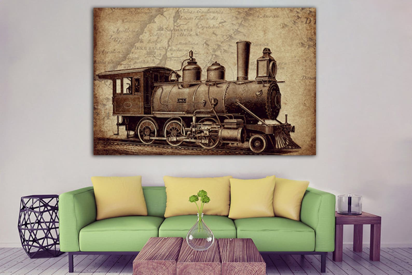 Train Canvas Set Locomotive Art Machine Art Prints Engine - Etsy