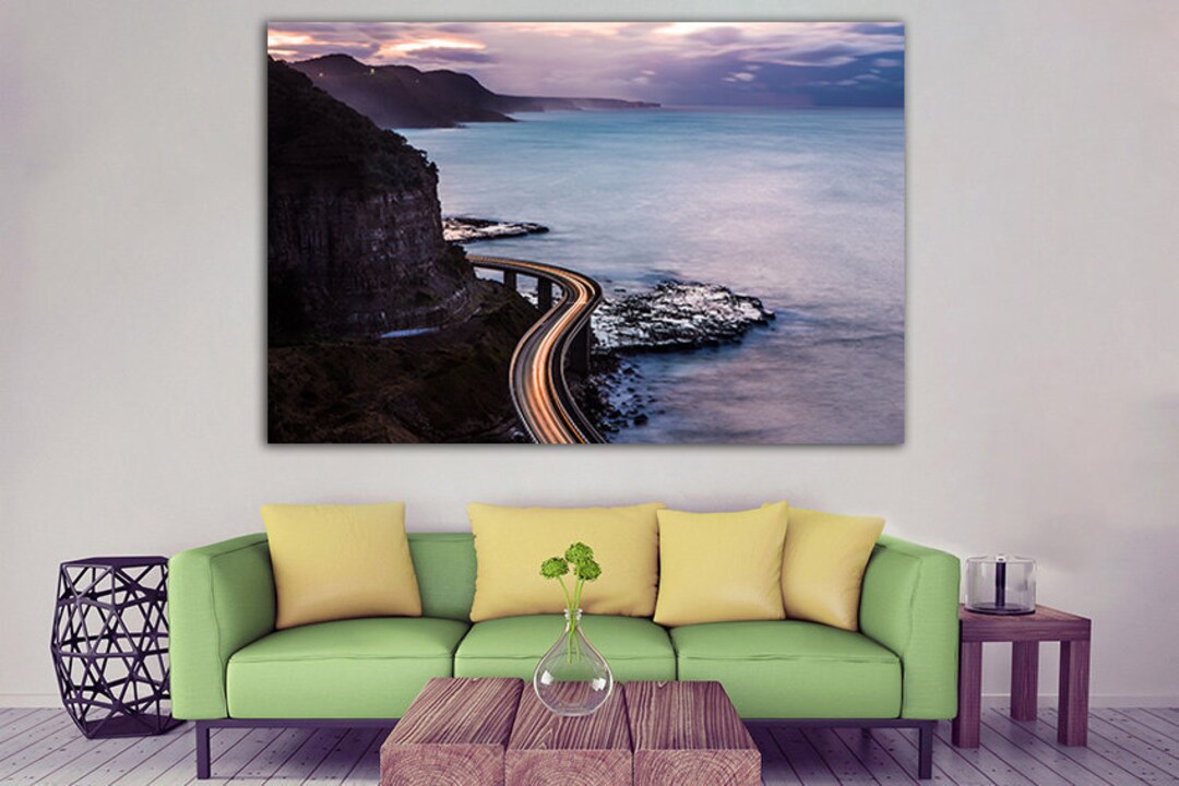 Beach Canvas Track Print Bridge Wall Décor Rocks Wall Art Ocean Décor ...