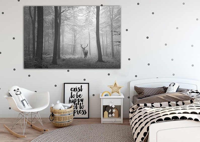 Stag Canvas Large Wall Art Deer Wall Decor Forest Art Tree Art Prints ...