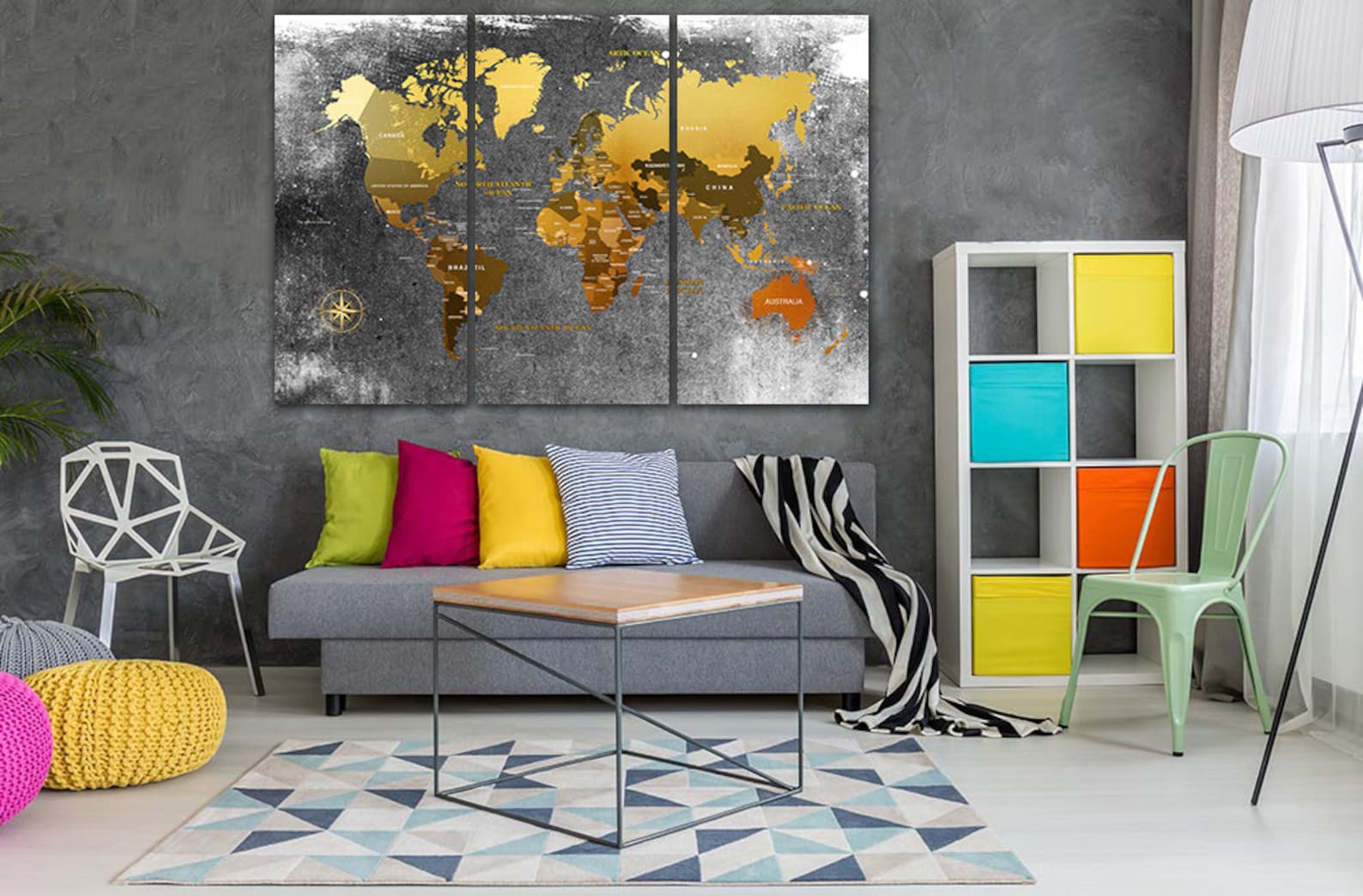 Grey World Map Canvas Travel Map Gift World Map Canvas Printable World ...