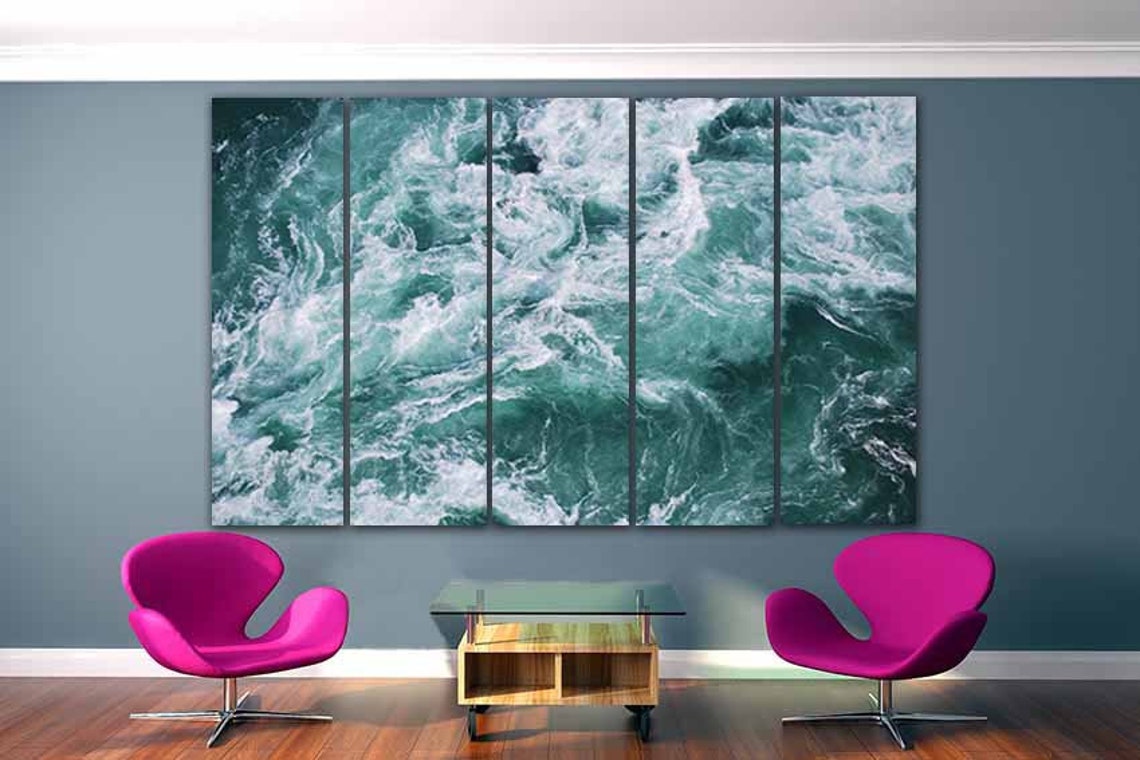Wave canvas Water decor Ocean print Aqua print set Sea poster | Etsy