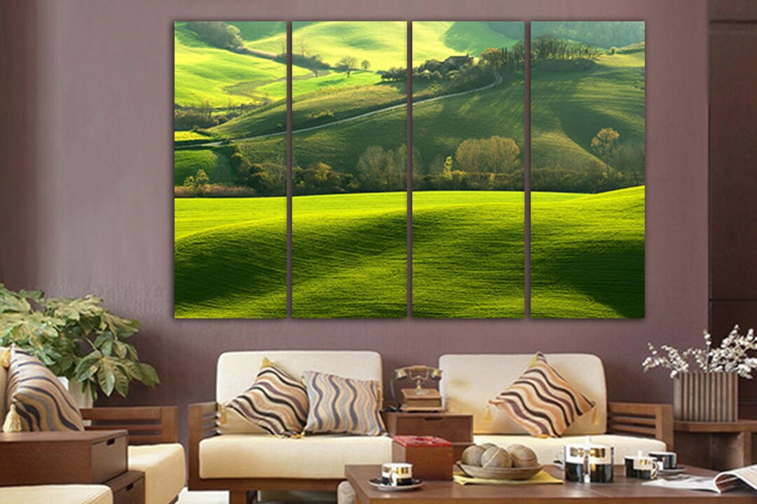 Toscana Canvas Italy Wall Art Field Decor Tuscany Poster Green ...