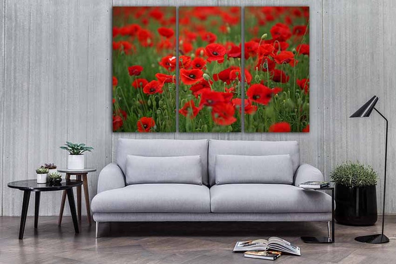 Poppy Canvas Flower Art Print Nature Decor Red Flower Art - Etsy