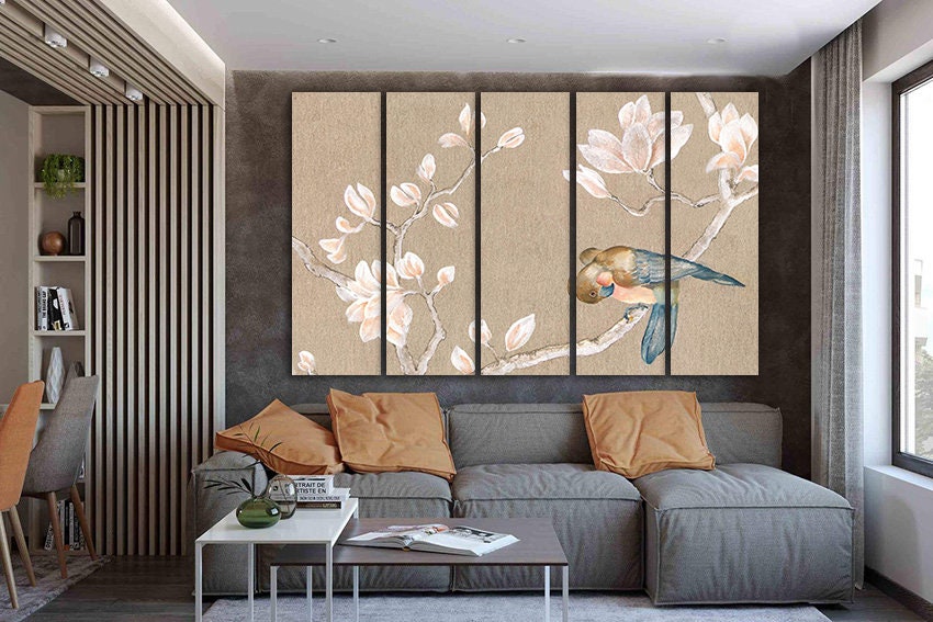 Painting Canvas Bird Paint Explosion Art Flower Wall Art - Etsy